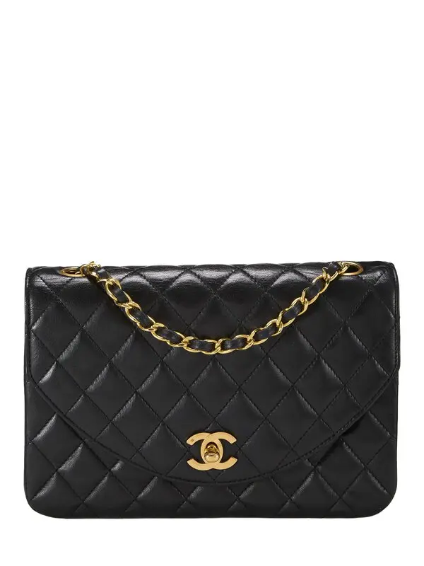 Chanel Quilted Lambskin Round Flap Shoulder Bag - Black