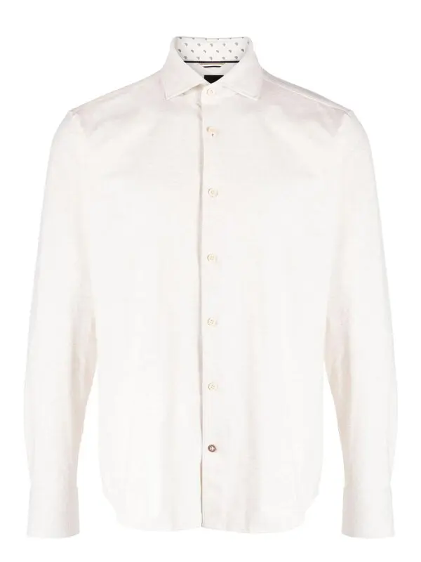 BOSS Stretch-cotton Twill Shirt - Neutrals