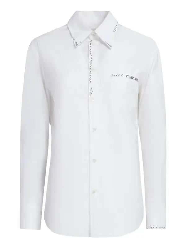 Marni Logo-embroidered Cotton Shirt - White