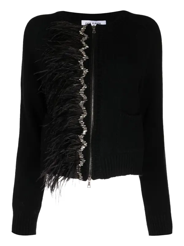 Dice Kayek Crystal-embellished Zip-up Cardigan - Black