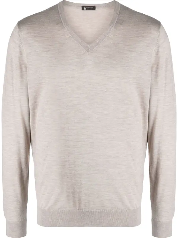 Colombo Fine-knit V-neck Jumper - Neutrals