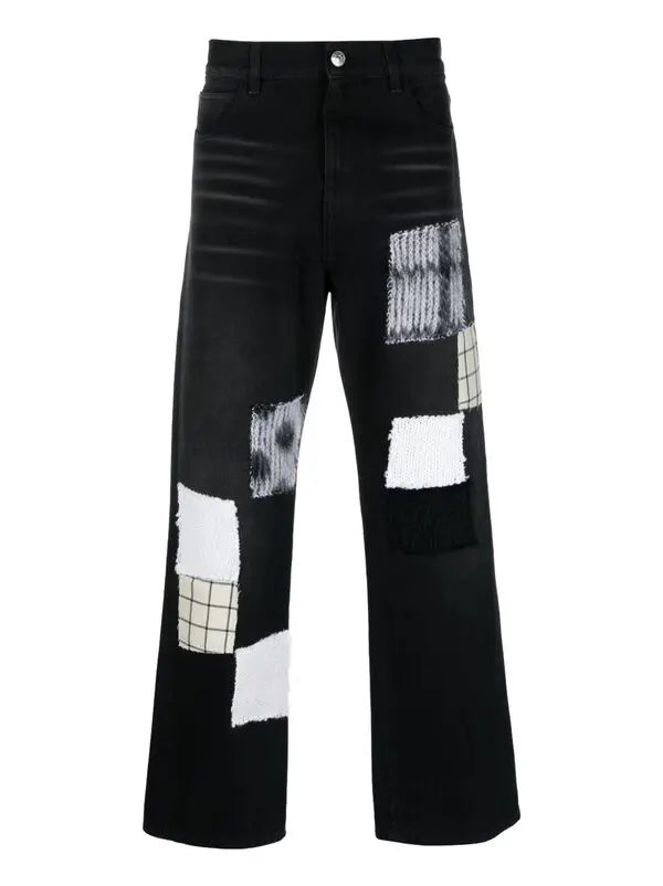 Marni Patch-detail Straight-leg Jeans - Black