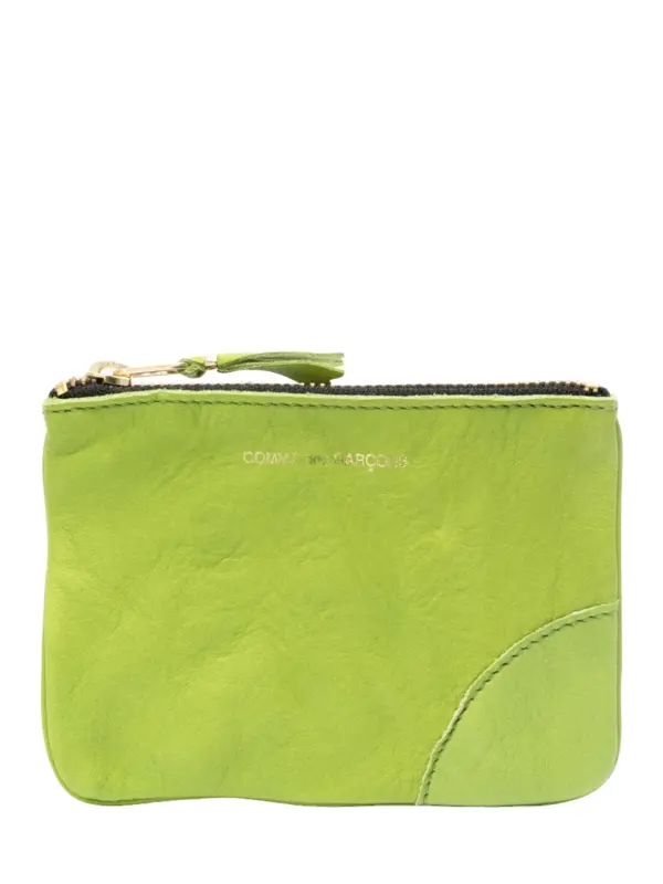 Comme Des Garçons Washed Leather Zip Pouch - Green