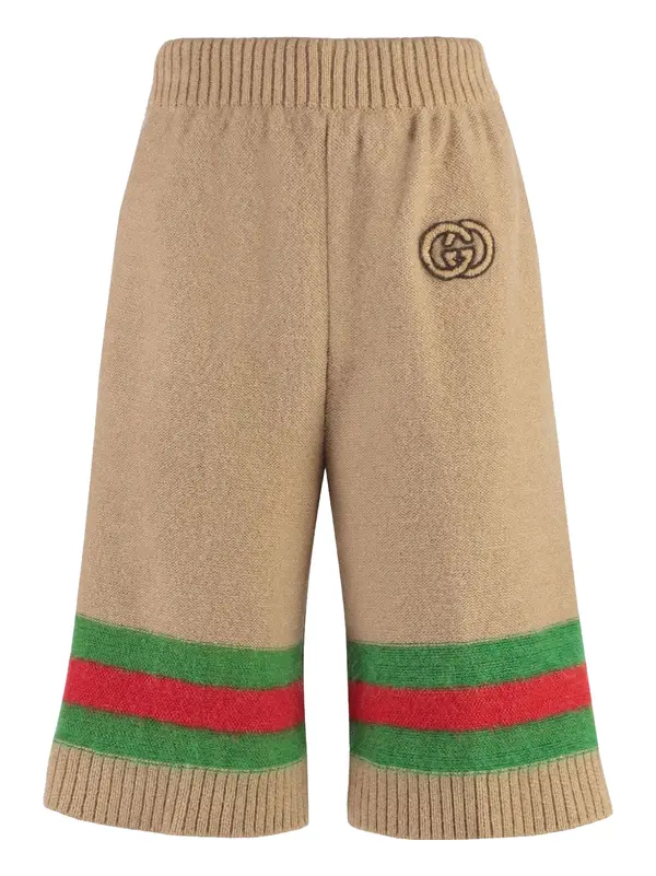 Gucci Web Stripe Jacquard Knit Shorts - Brown
