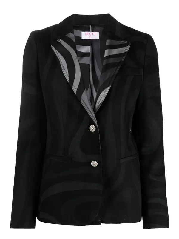 Emilio Pucci Marmo-print Single-breasted Blazer - Black