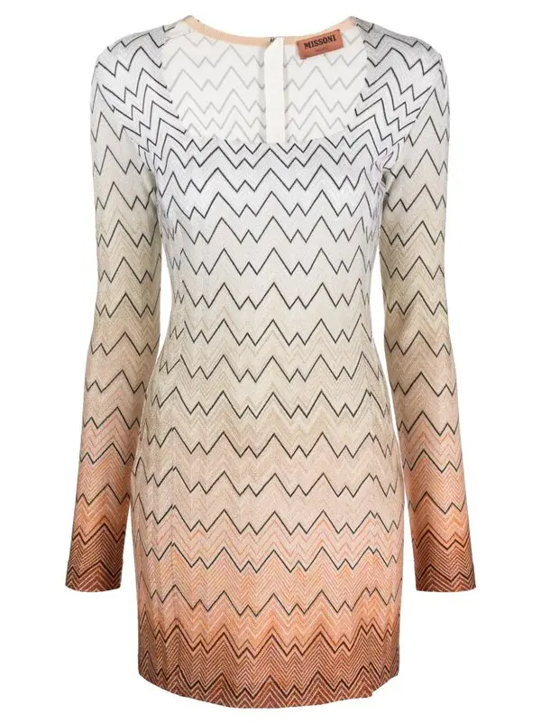 Missoni Zigzag Intarsia-knit Minidress - Neutrals