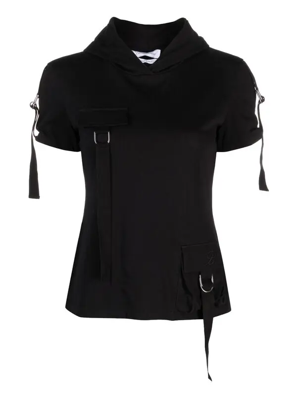 Blumarine Cargo-pocket Hooded T-shirt - Black
