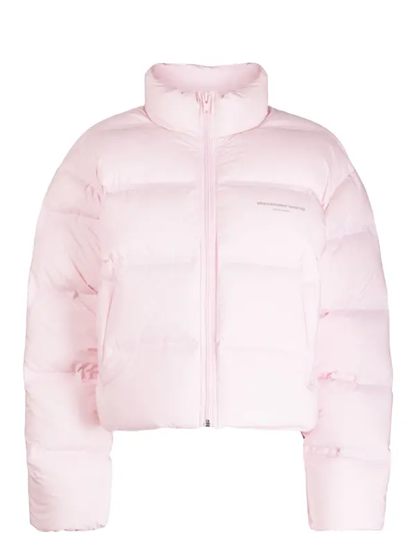 Alexander Wang Reflective-logo Cropped Puffer Jacket - Pink
