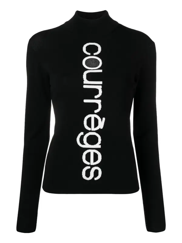 COURREGES Logo-intarsia Cut-out Jumper - Black