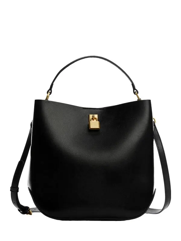 Mango Padlock Faux Leather Shopper Bag - Black