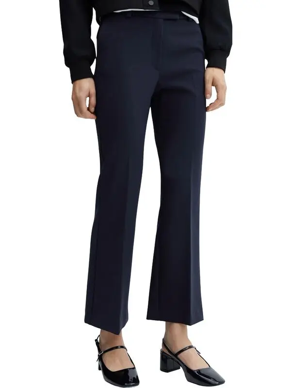 Mango Flare Leg Ankle Pants - Navy