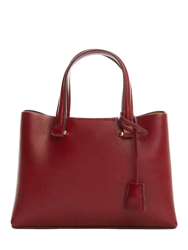 Mango Double Compartment Faux Leather Convertible Crossbody Bag - Burgundy