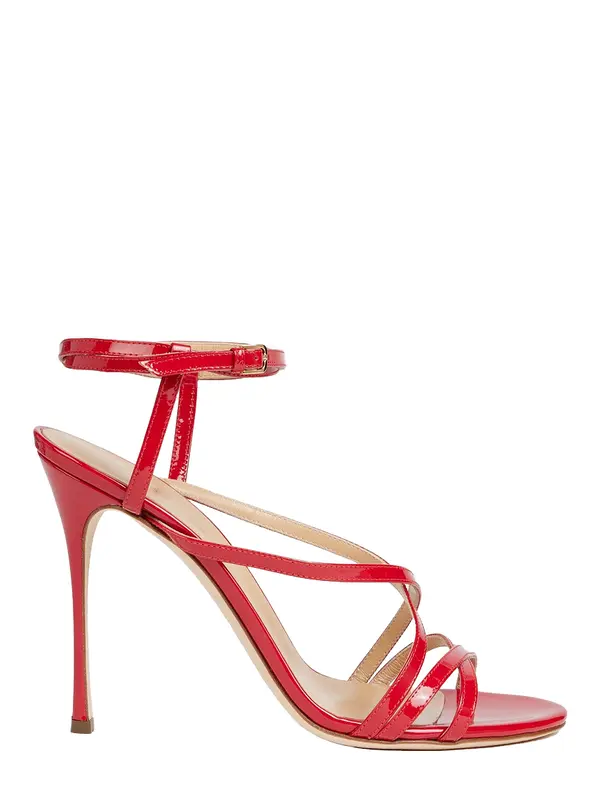 SERGIO ROSSI Bon Ton 105 Patent-leather Sandals - Red