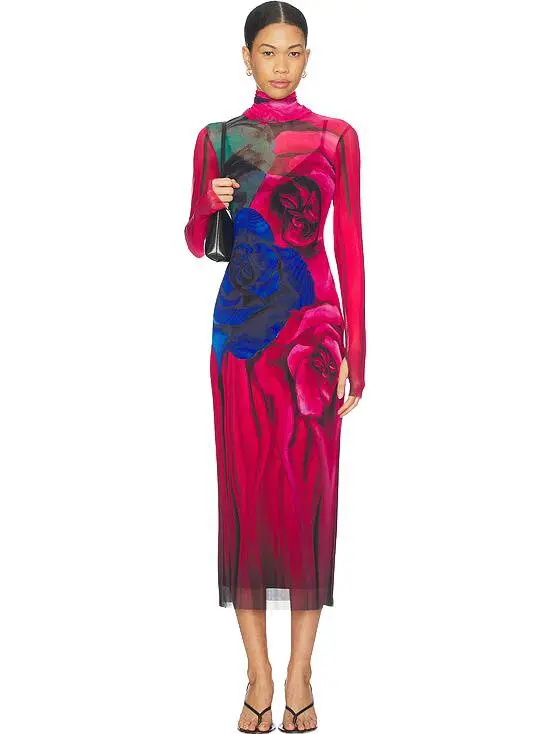 AFRM Shailene Dress - Multi Blur Rose