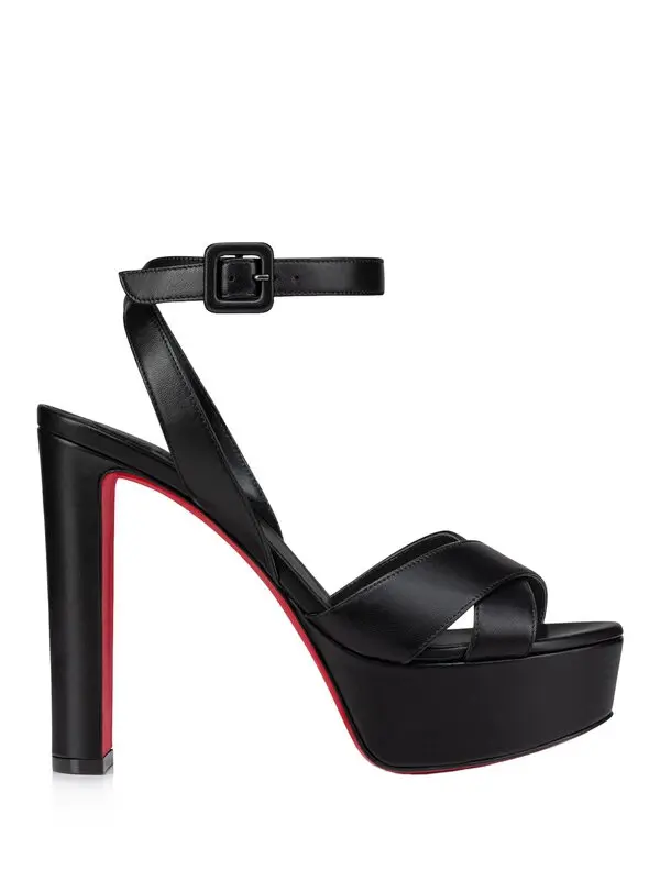 CHRISTIAN LOUBOUTIN Supramariza 130mm Leather Platform Sandals - Black