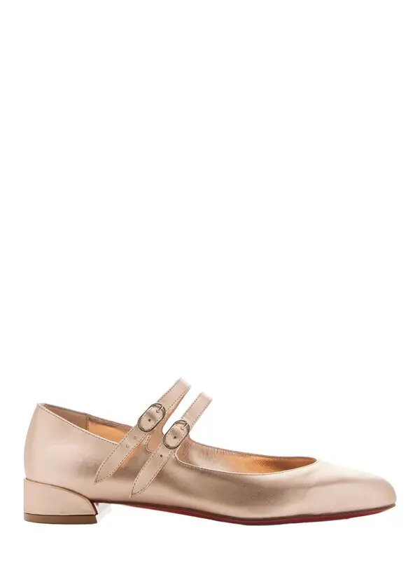 CHRISTIAN LOUBOUTIN Sweet Jane Metallic-leather Flats - Neutral
