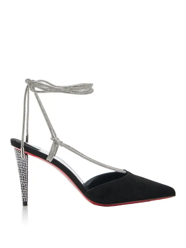 CHRISTIAN LOUBOUTIN Astrid 85mm Crystal-embellished Suede Pumps - Black