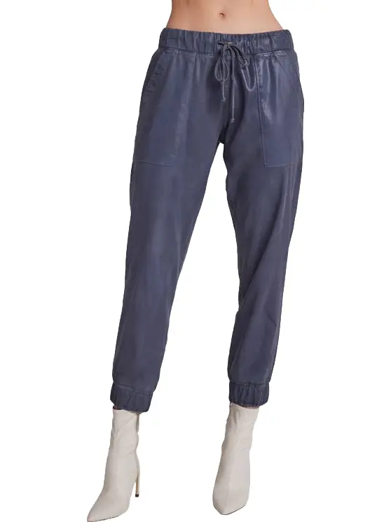 Bella Dahl Faux Leather Tie-waist Joggers - Frosted Blue