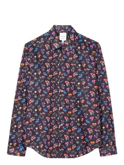 Paul Smith Super Slim-fit 'liberty Floral' Print Shirt - Blue