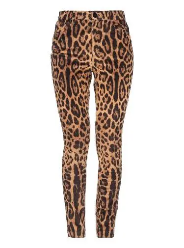 Dolce & Gabbana Cotton-elastane Leopard Print Pants - Brown