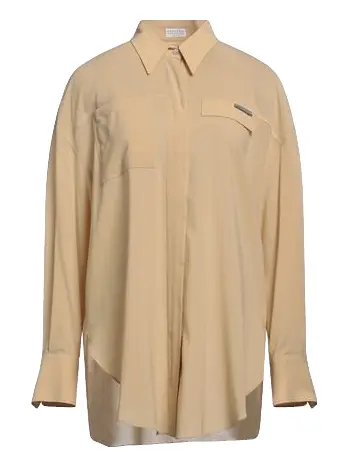 Brunello Cucinelli Crepe Shirt With Beads - Beige