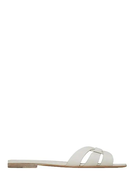 Saint Laurent Tribute Mules - White Smooth Leather