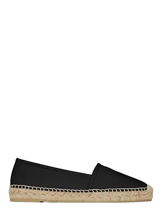 Saint Laurent Monogram Flat Espadrilles In Lambskin - Black