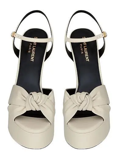 Saint Laurent Bianca Platform Sandals - Pearl Lambskin
