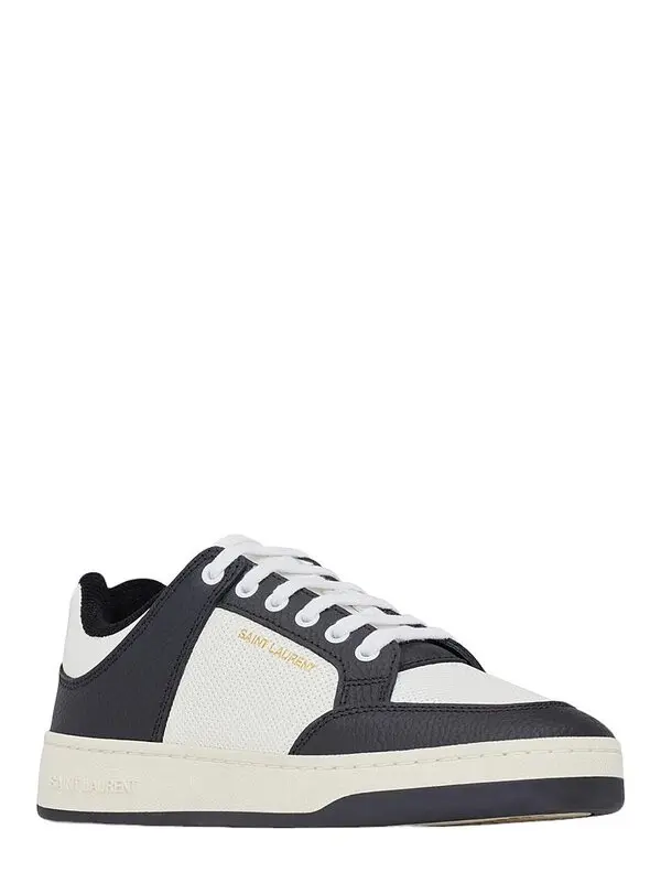 Saint Laurent Sl/61 Low-top Sneakers - White And Black Perforated Leather