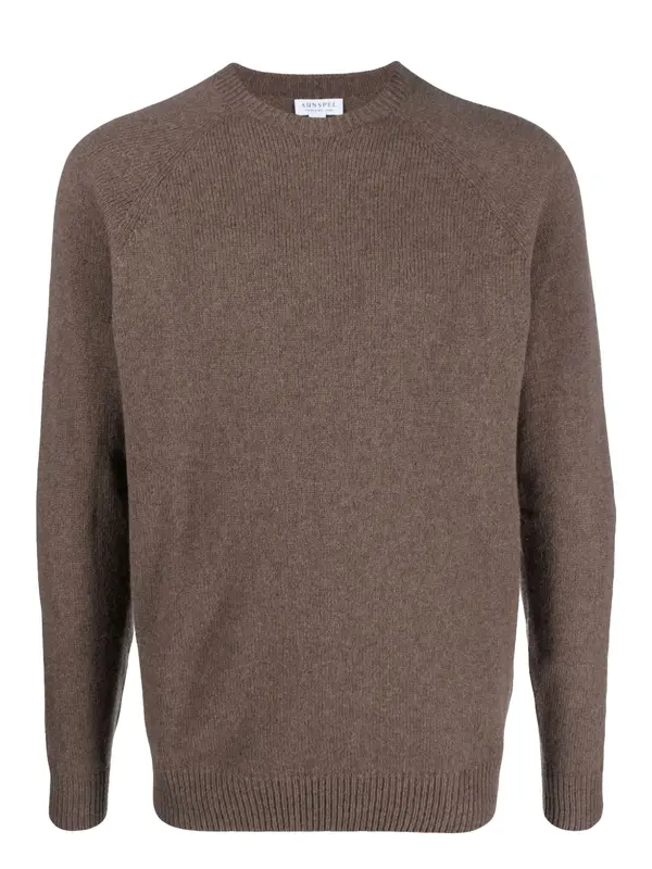 Sunspel Crew-neck Wool Jumper - Brown