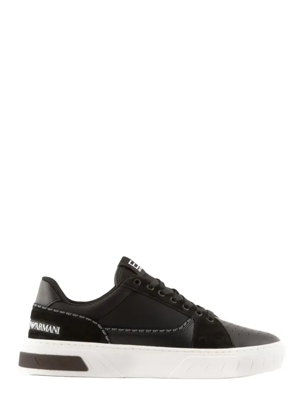 Emporio Armani Leather Lace-up Sneakers - Black