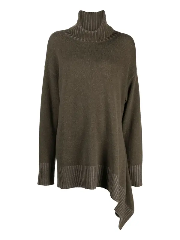 ZIGGY CHEN Roll-neck Wool Jumper - Green