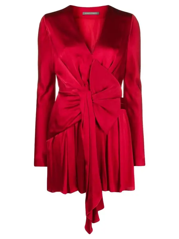Alberta Ferretti Knot-detail Satin Dress - Red