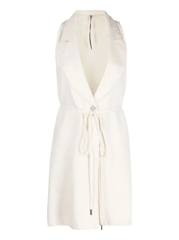 Masnada Front-tie Buttoned Waistcoat - White
