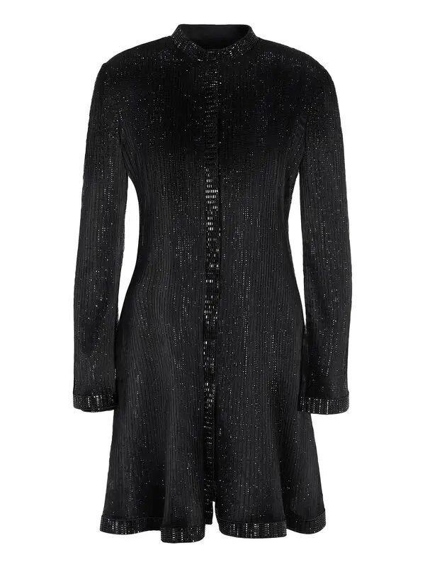 Giorgio Armani Long Jacket In Pleated Tulle With Crystal Embroidery - Patterned
