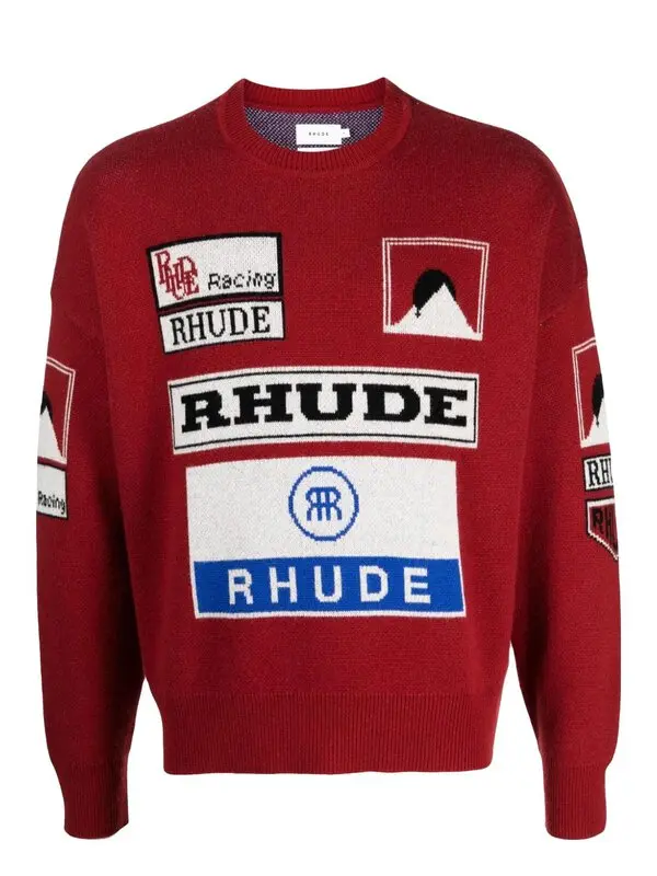 Rhude Ayrton Intarsia-knit Jumper - Red