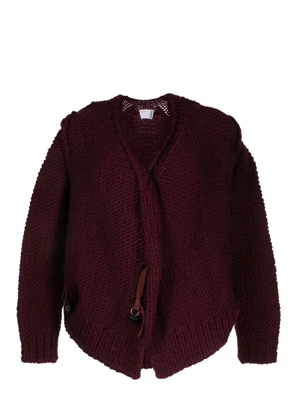 Toga V-neck Chunky-knit Cardigan - Red