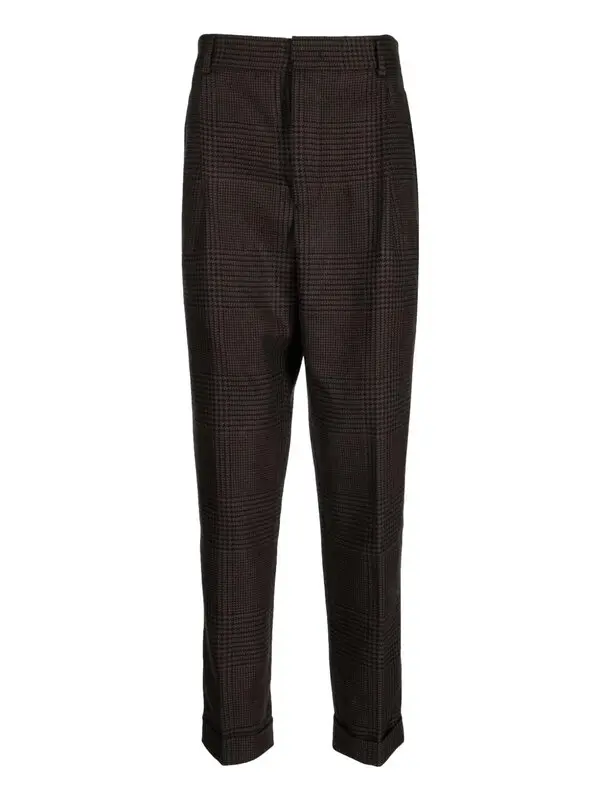 Bally Check-pattern Wool Tapered Trousers - Brown