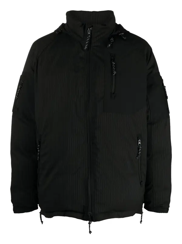 Comme Des Garçons Striped Zip-up Hooded Jacket - Black