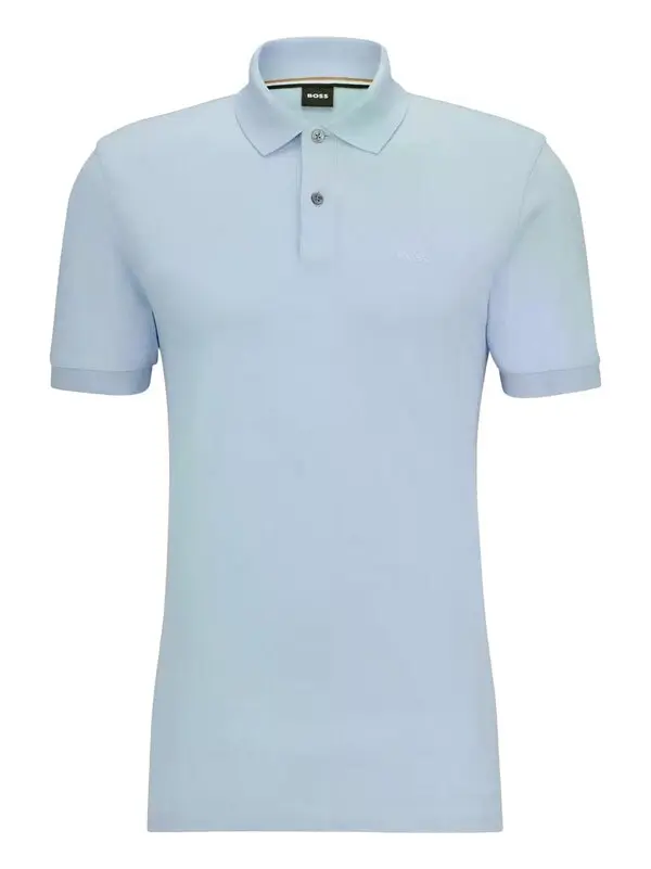 BOSS Logo-embroidered Cotton Piqué Polo Shirt - Blue