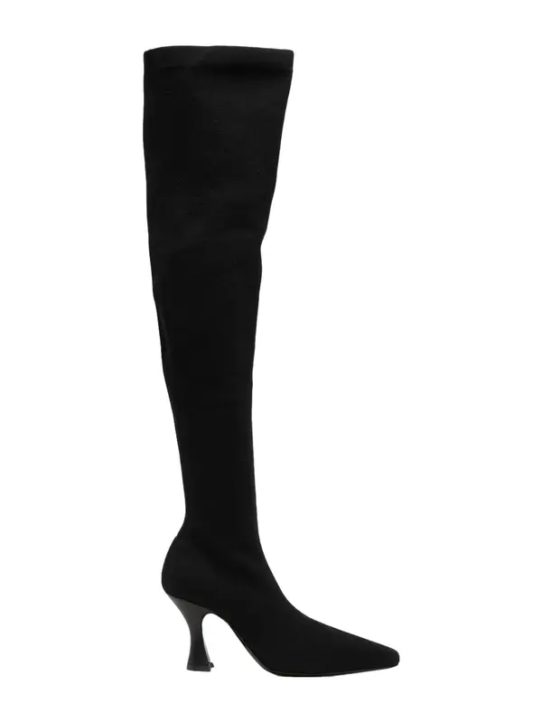 NEOUS 80mm Leather Knee High Boots - Black