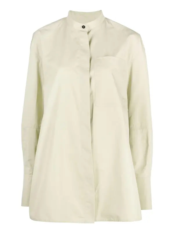 JIL SANDER Collarless Shirt - Green
