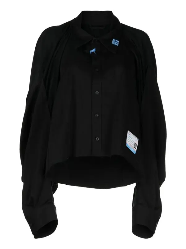 Mihara Yasuhiro Logo Patches Panelled Cotton Shirt - Black