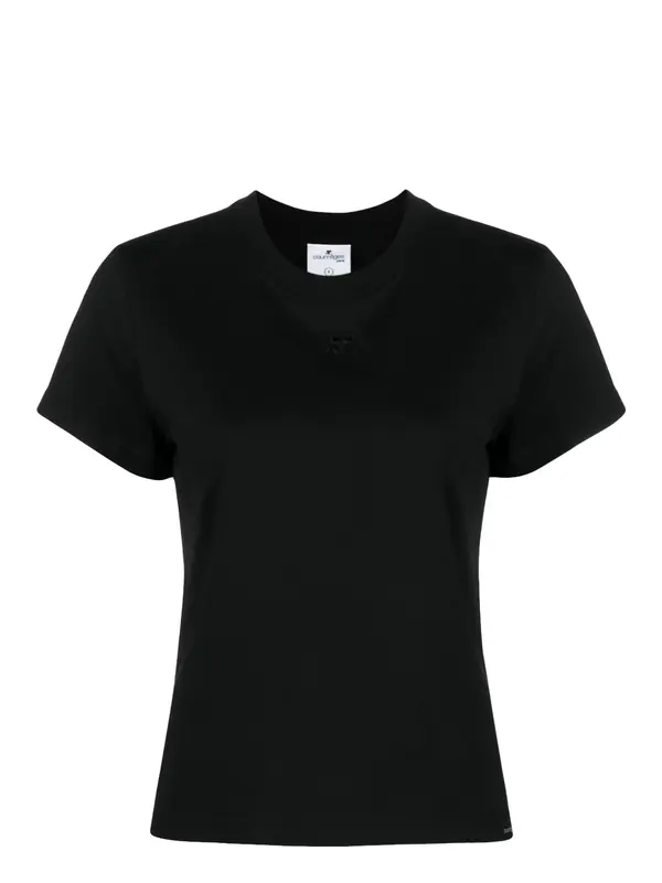 COURREGES Logo-embroidered T-shirt - Black