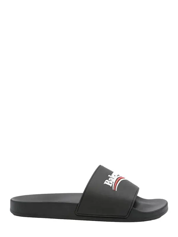 Balenciaga Logo-embossed Pool Slides - Black