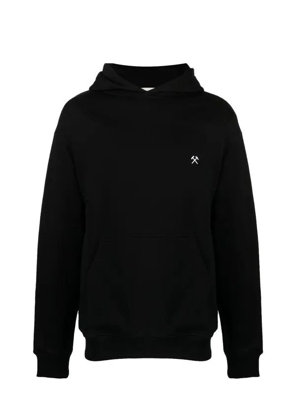 GMBH Logo-embroidered Organic Cotton Hoodie - Black