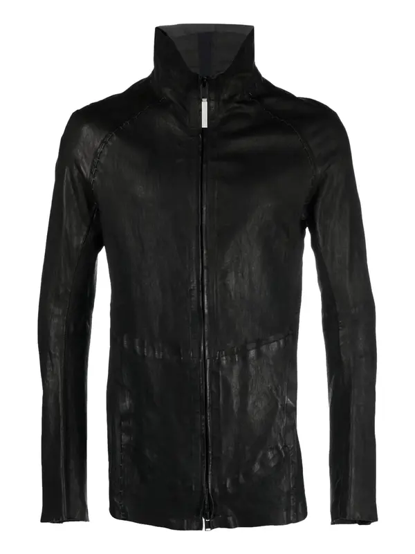 ISAAC SELLAM EXPERIENCE High-neck Leather Jacket - Black