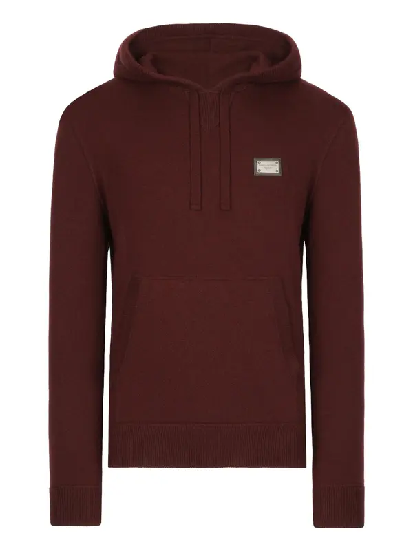 Dolce & Gabbana Logo-plaque Knitted Hoodie - Brown