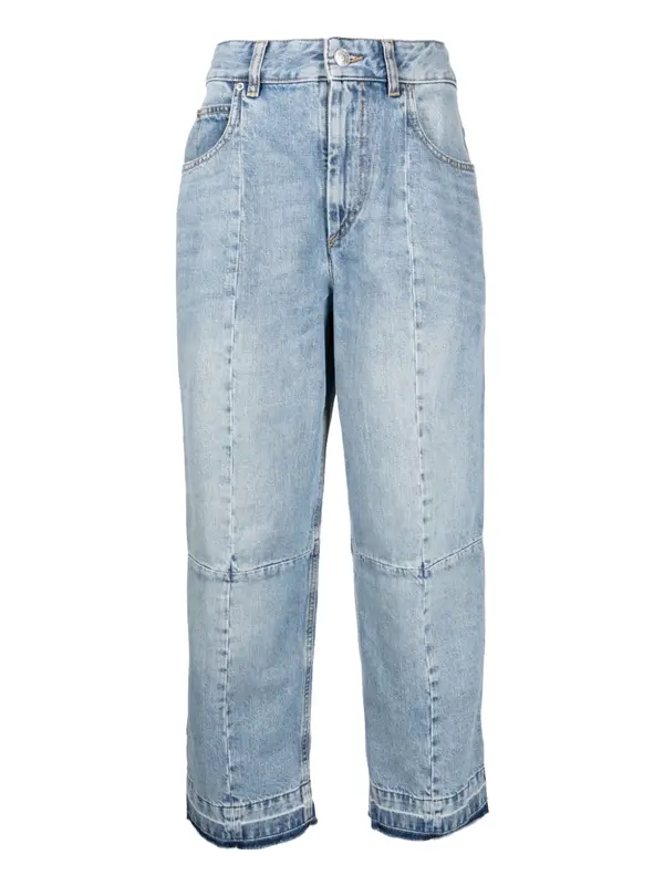 Isabel Marant Norela Patchwork Cropped Jeans - Blue