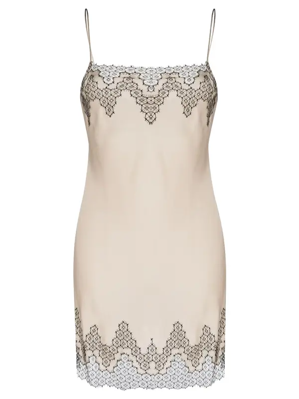 Carine Gilson Calais-caudry Lace Slip Dress - Neutrals